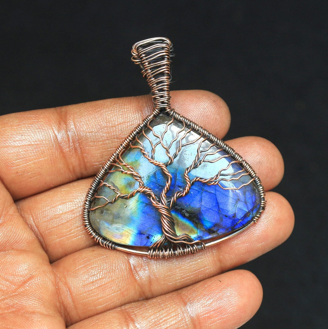 LABRADORITE Life of Tree Pendant, Tree of Life Labradorite Wire Wrap ...