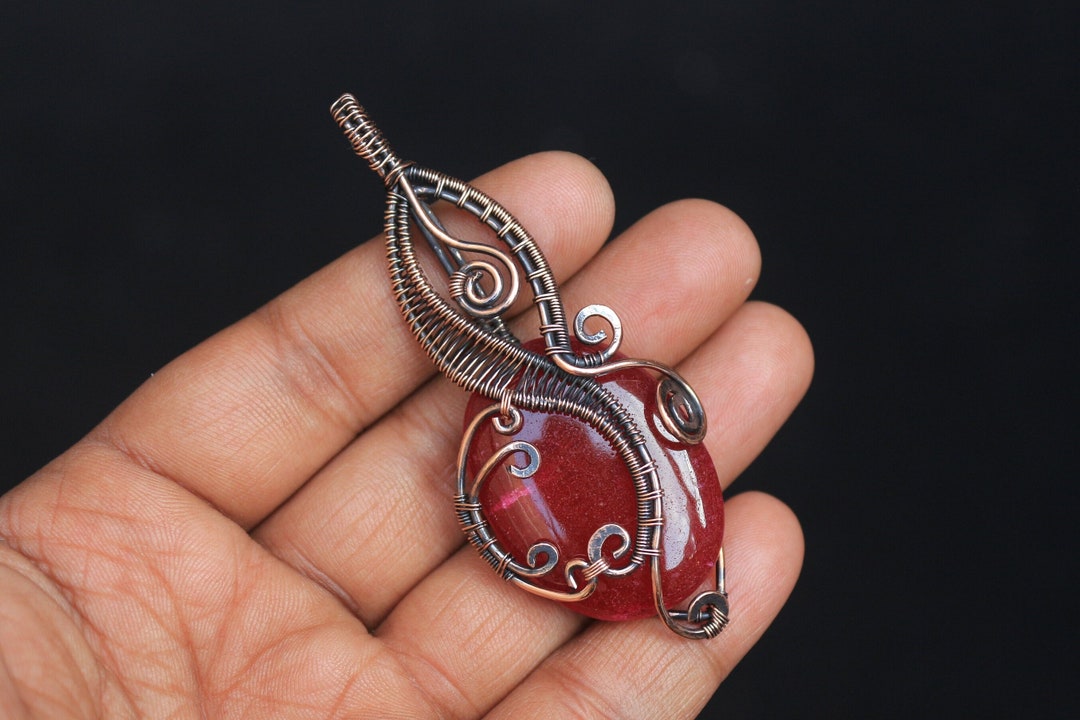 Awesome Ruby Pendant Copper Jewelry, Owl Pendant, Ruby Gemstone Copper ...