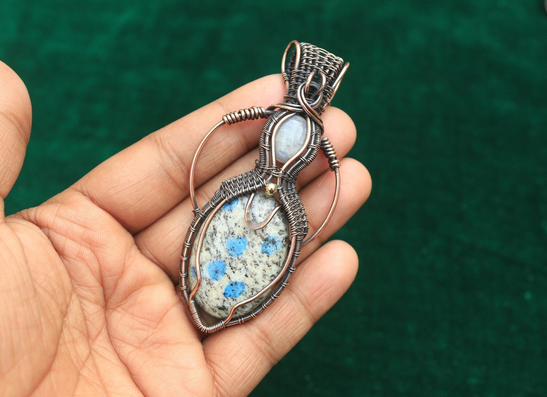 Evil Eye Moonstone Owl Pendant , K2 Jasper Pendant Copper Wire Pendant ...