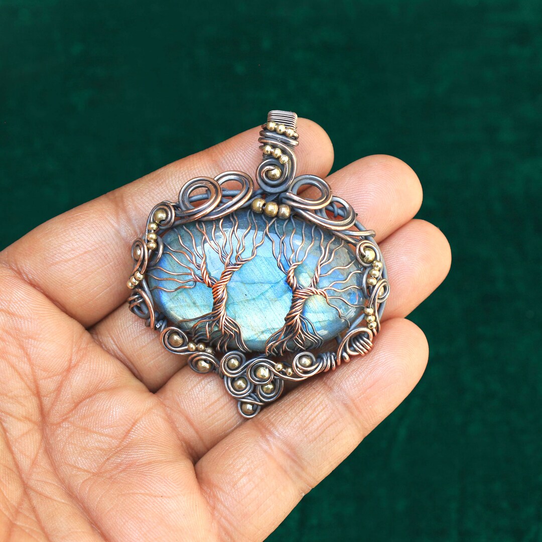 Labradorite Tree of Life Pendant: Handmade Copper Wire Wrapped Jewelry ...