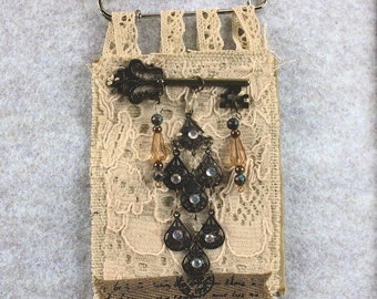 Women's Cloth Brooch, Cottagecore Fabric Jewelry Art, Fabric Kilt Pin, Upcycled Wearable Art ...