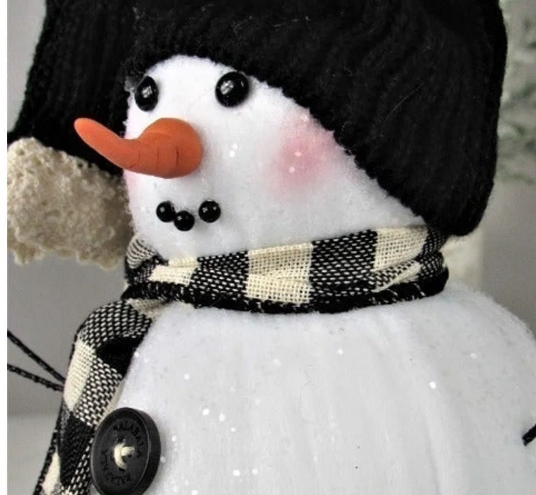 Farmhouse Winter Holiday Tiered Tray Snowman, Christmas Décor, Neutral ...