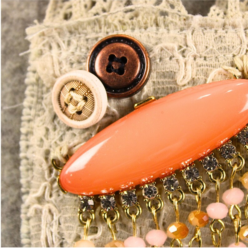 Women's Cloth Brooch, Cottagecore Fabric Jewelry Art, Fabric Kilt Pin, Upcycled Wearable Art ...