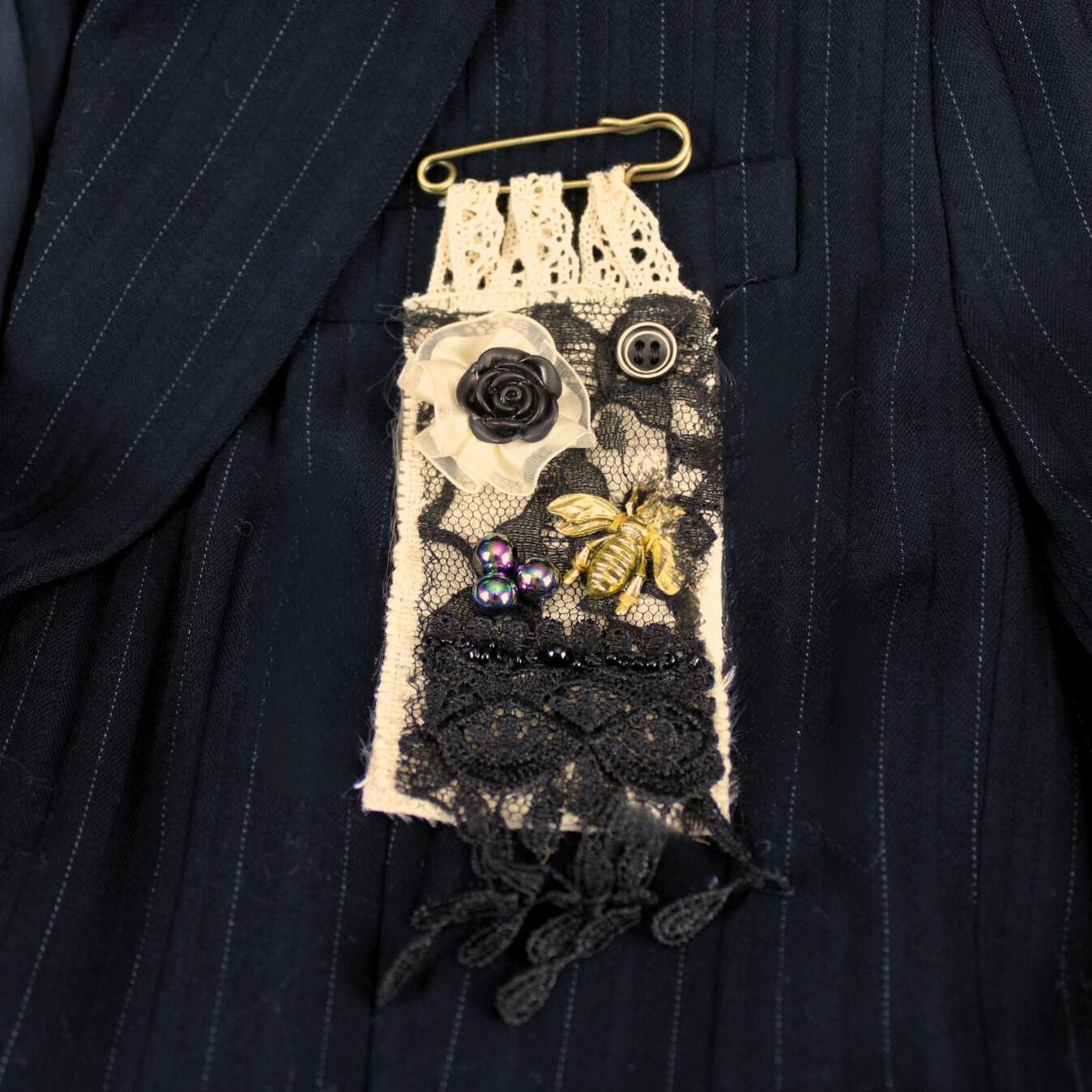 Cloth Fabric Brooch, Victorian Jewelry Fabric Art, Fabric Kilt Pin, Upcycled Wearable Art, Lapel ...