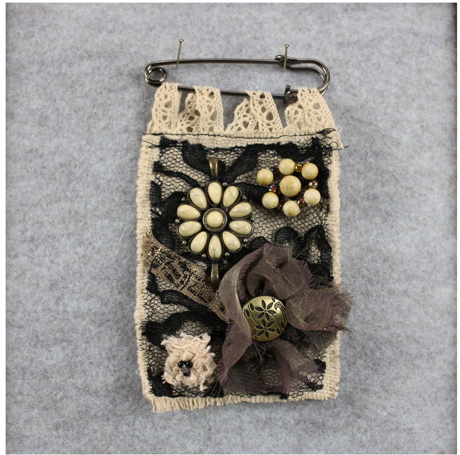 Women's Cloth Brooch, Victorian Fabric Jewelry Art, Fabric Kilt Pin, Upcycled Wearable Art ...