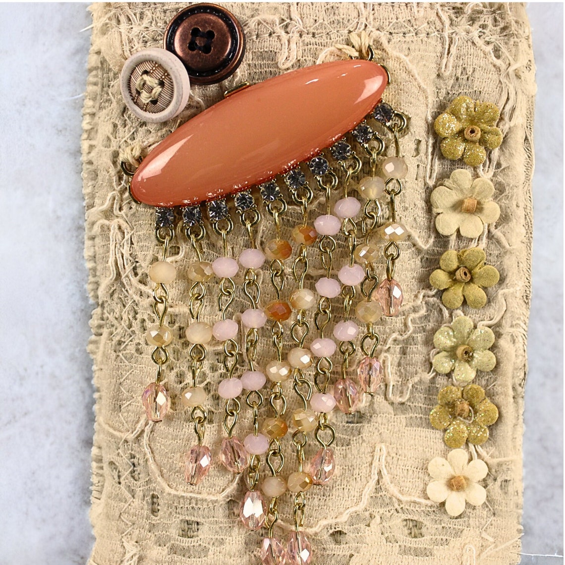 Women's Cloth Brooch, Cottagecore Fabric Jewelry Art, Fabric Kilt Pin, Upcycled Wearable Art ...