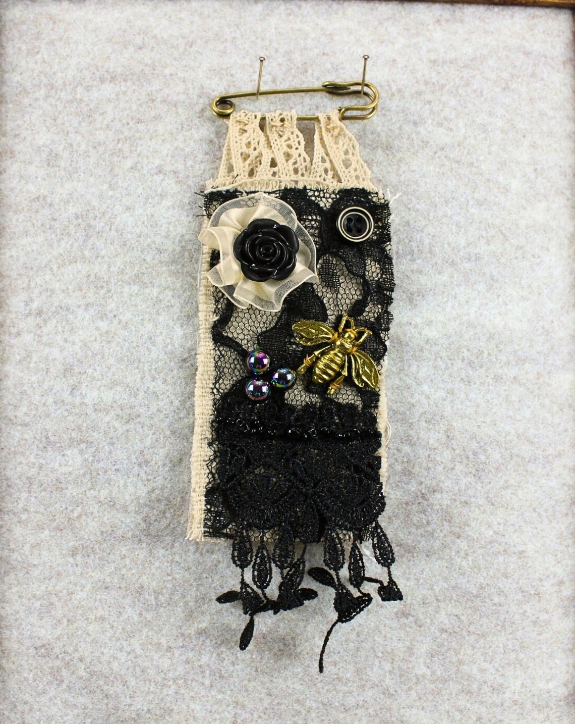 Cloth Fabric Brooch, Victorian Jewelry Fabric Art, Fabric Kilt Pin, Upcycled Wearable Art, Lapel ...