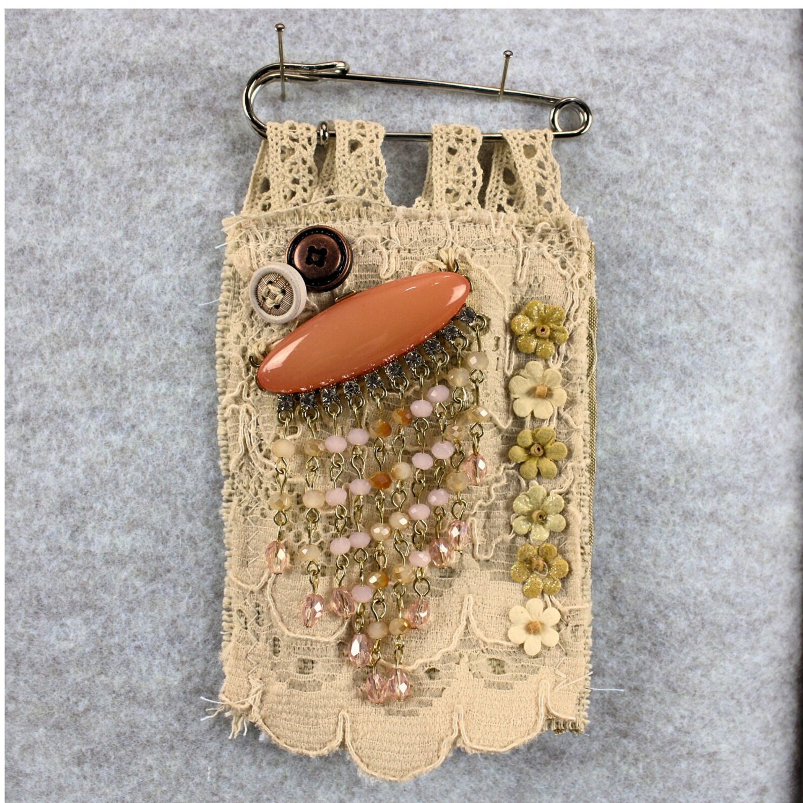 Women's Cloth Brooch, Cottagecore Fabric Jewelry Art, Fabric Kilt Pin, Upcycled Wearable Art ...