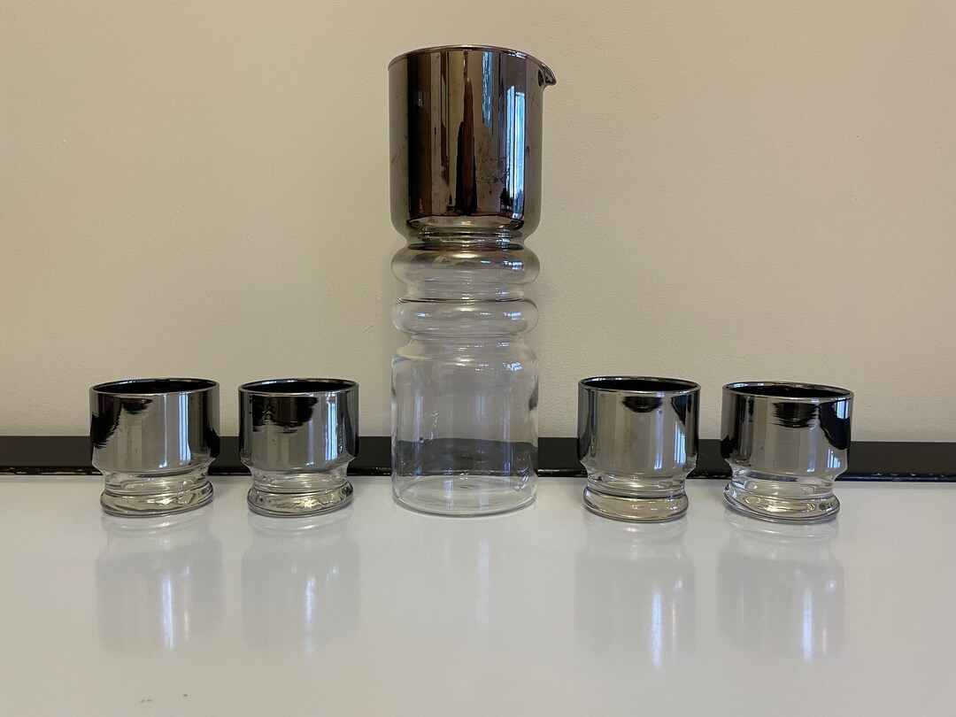 Mid Century Silver Fade Mixer Set With Pitcher and Four Stackable ...