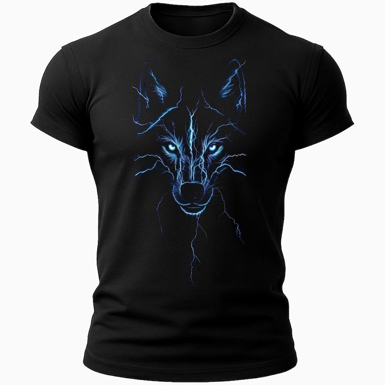 Lightning Wolf T-shirt • Electric Wolf Graphic Tee • Cool Animal Shirt ...