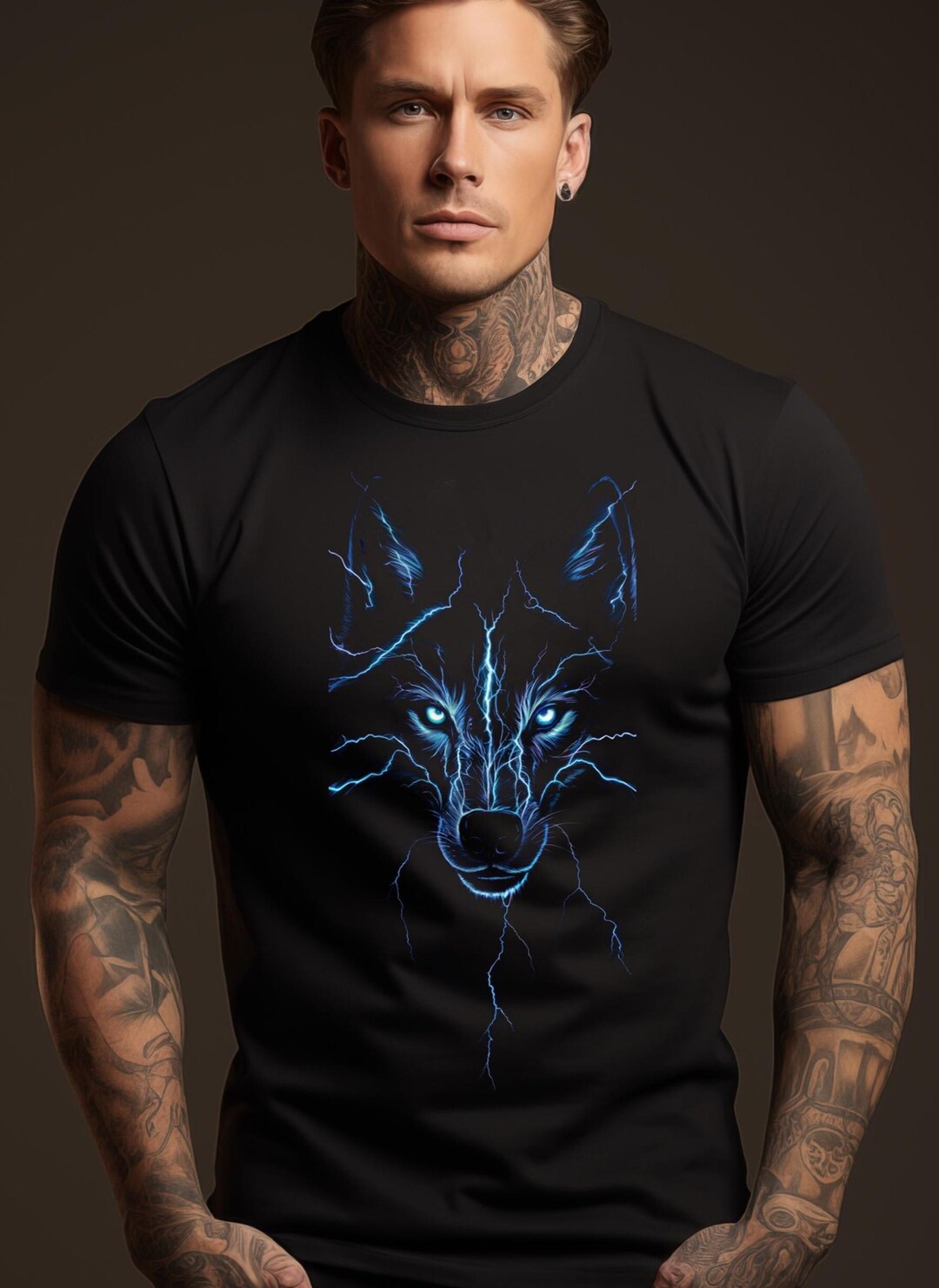 Lightning Wolf T-shirt • Electric Wolf Graphic Tee • Cool Animal Shirt ...