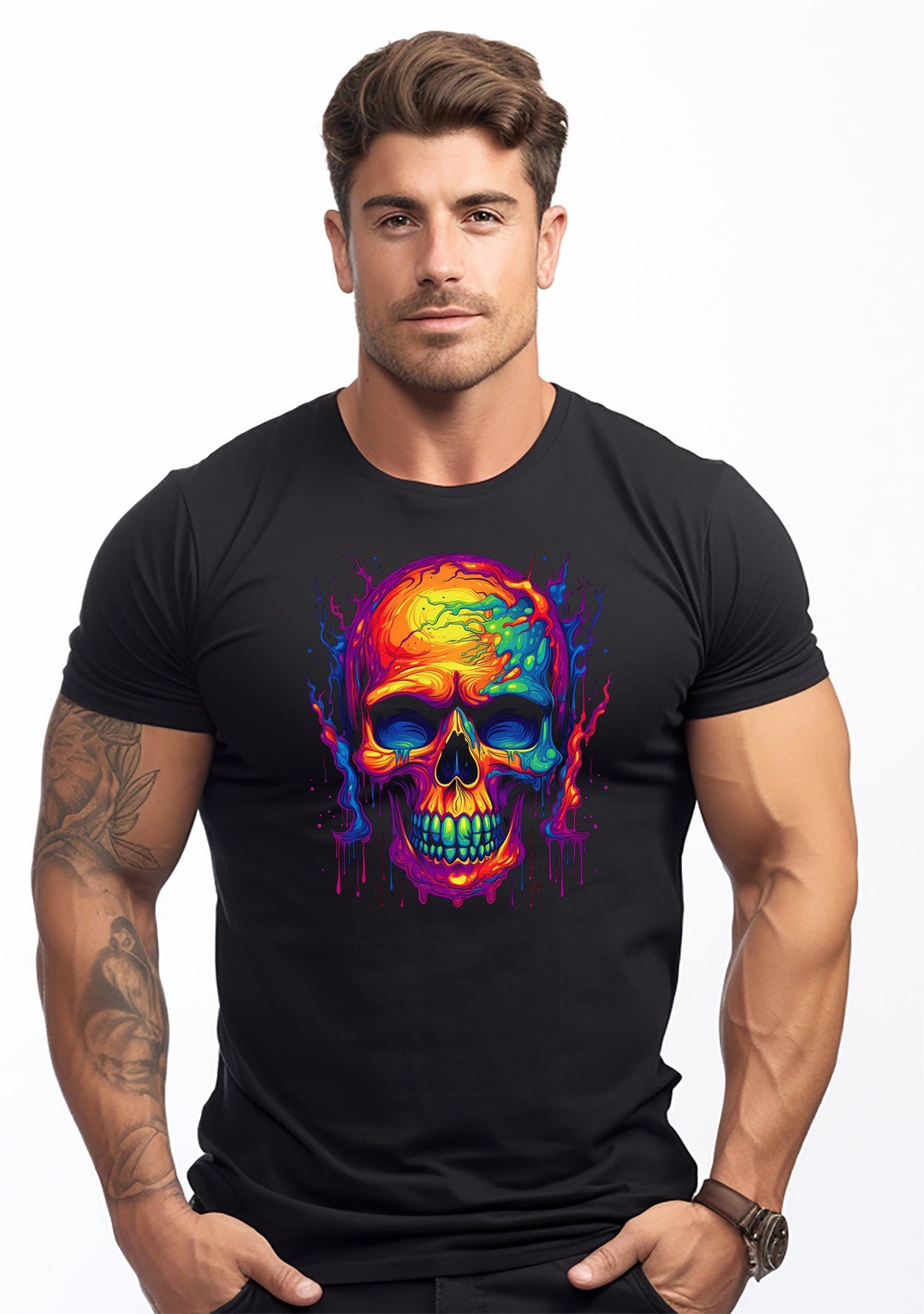 Graphic Tees for Men Cool Novelty Printed Mens Graphic T-shirts Skull T ...