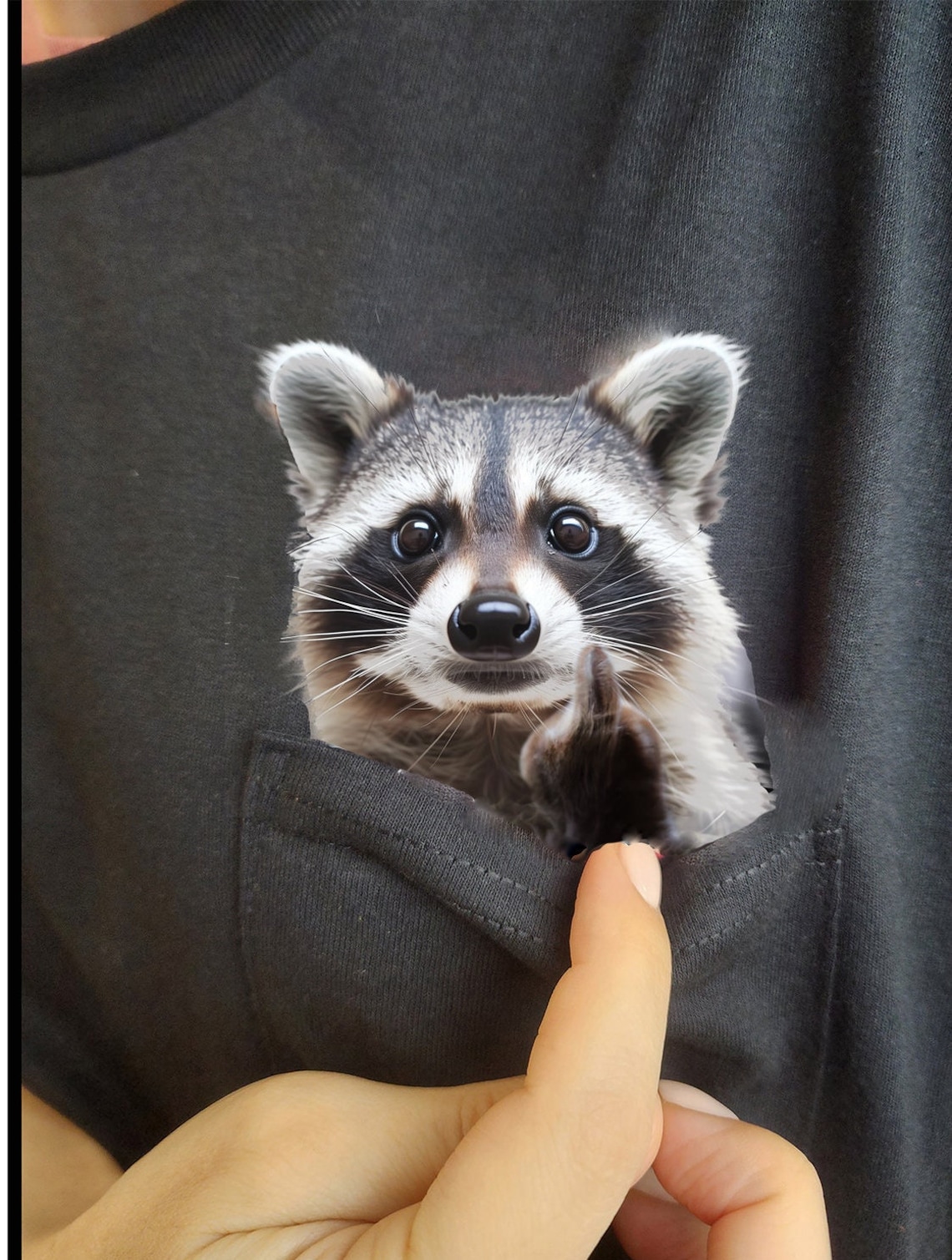 Humor Raccoon Hidden Middle Finger Pocket - Funny Raccoon Print ...