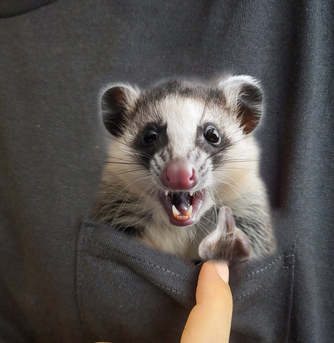 Opossum Shirt Hidden Middle Finger Pocket Funny Possum Print T-shirt ...