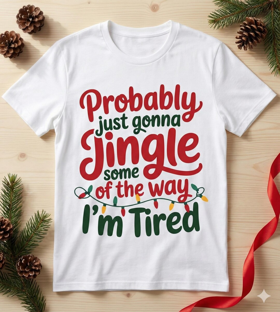 Funny Christmas Jingle Shirt • Holiday Humor Tee • Festive Tired ...