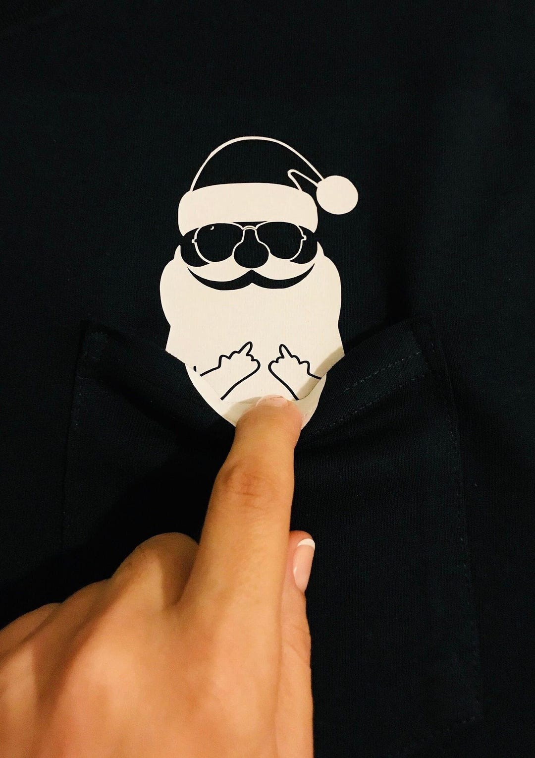 Santa Middle Finger Funny Christmas Gift Ideas Pocket T-shirt Pocket ...