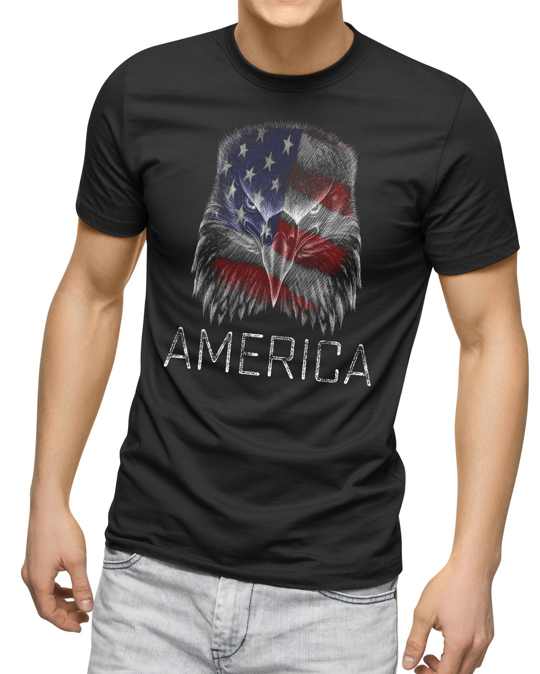 Eagle Flag USA Men T Shirt Patriotic T-shirt Style Eagle American Flag ...