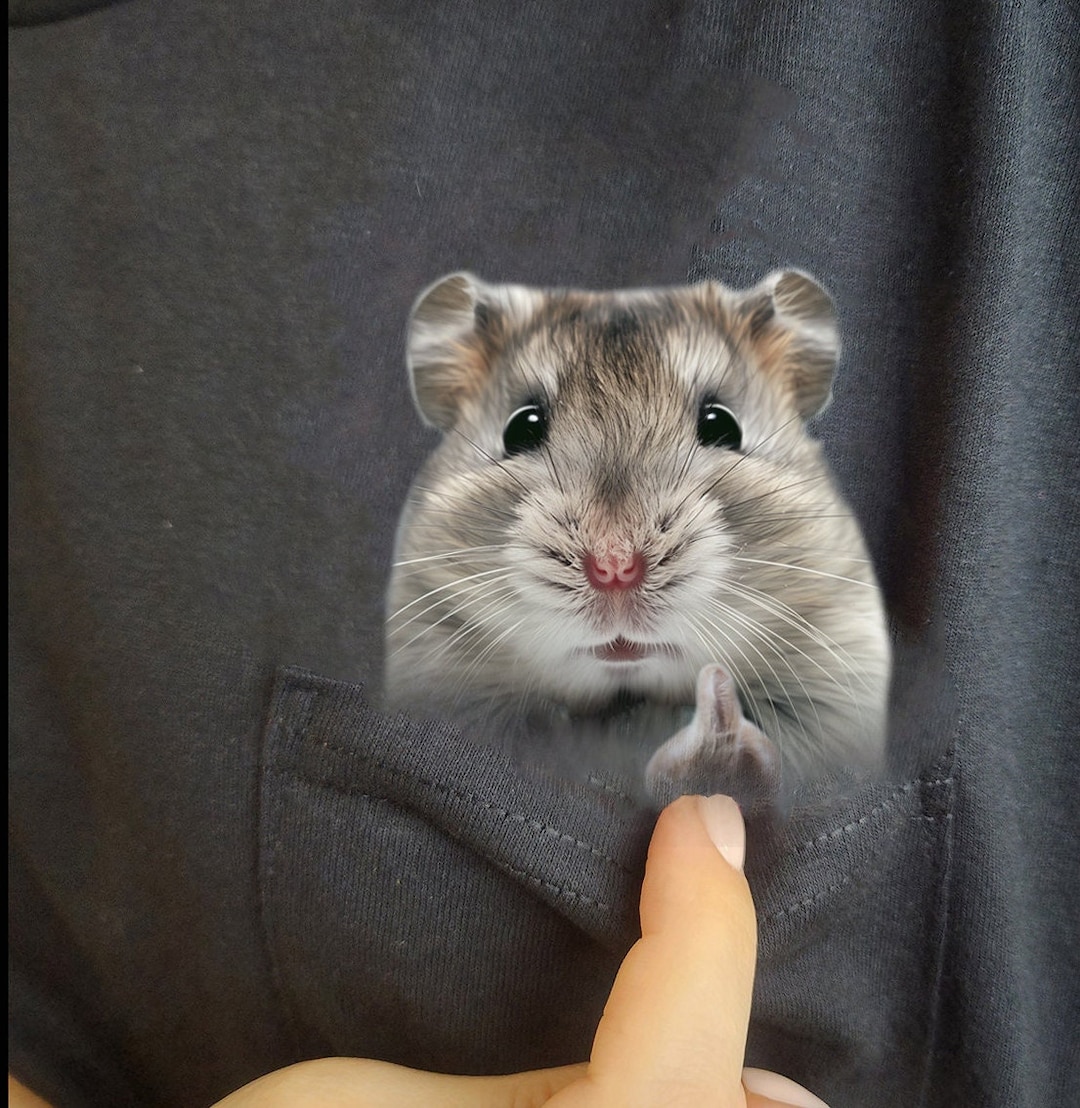 Hamster Shirt Hidden Middle Finger Pocket Funny Hamster Print T-shirt ...
