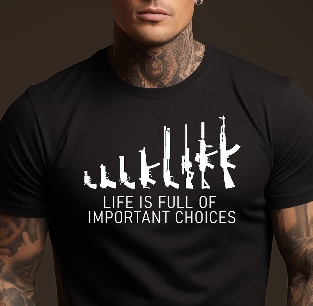 Mens Pro Gun T-shirt Life is Full of Important Choices USA Patriotic T ...