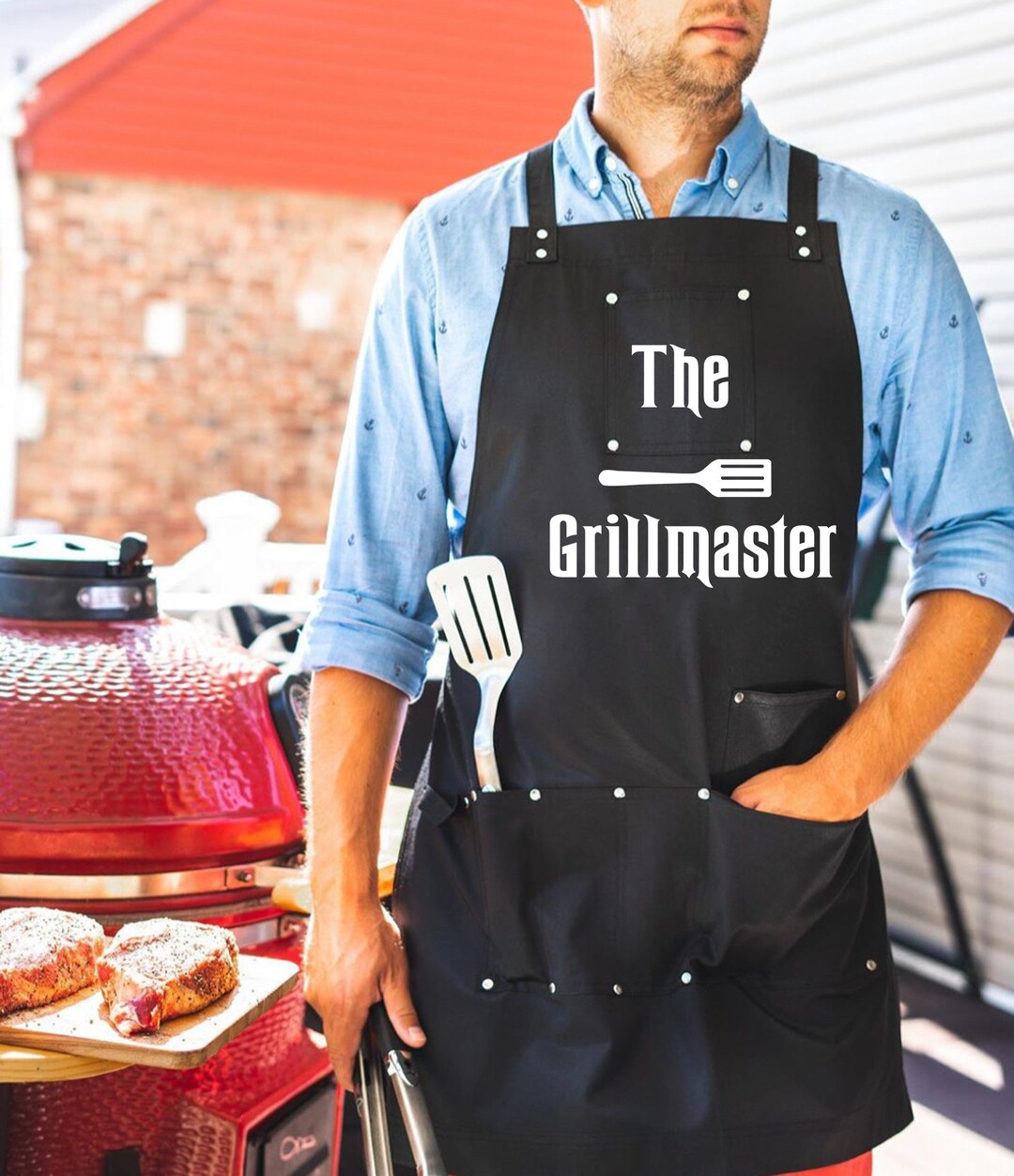 Grillmaster Apron: Professional BBQ Cooking Apron With Pockets - Etsy