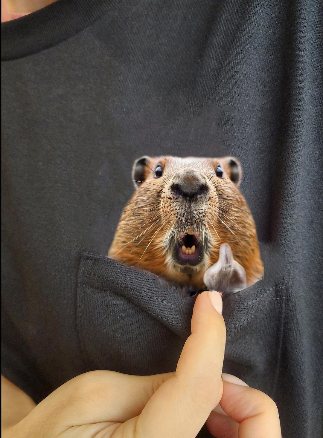 Beaver Shirt - Humor Beaver Hidden Middle Finger Pocket - Beaver T ...