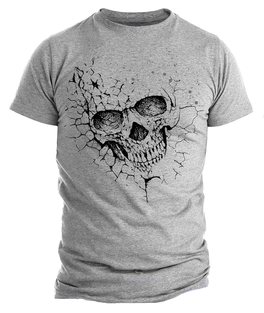 Skull 3D Skull Effect T-shirt Skull Shirts for Men Tshirt Cool Reaper Face Vintage Fashion ...