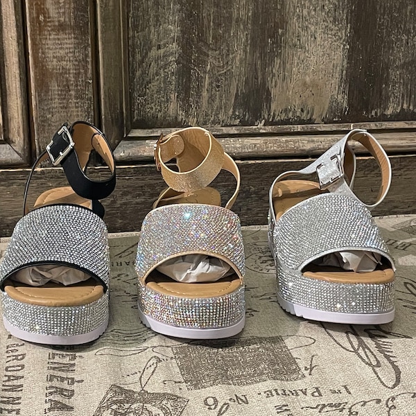 Rhinestone Sandals - Etsy