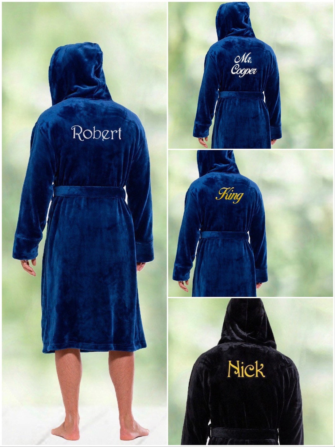Personalized Robe for Men, Custom Embroidered Robe, Plush Hooded ...