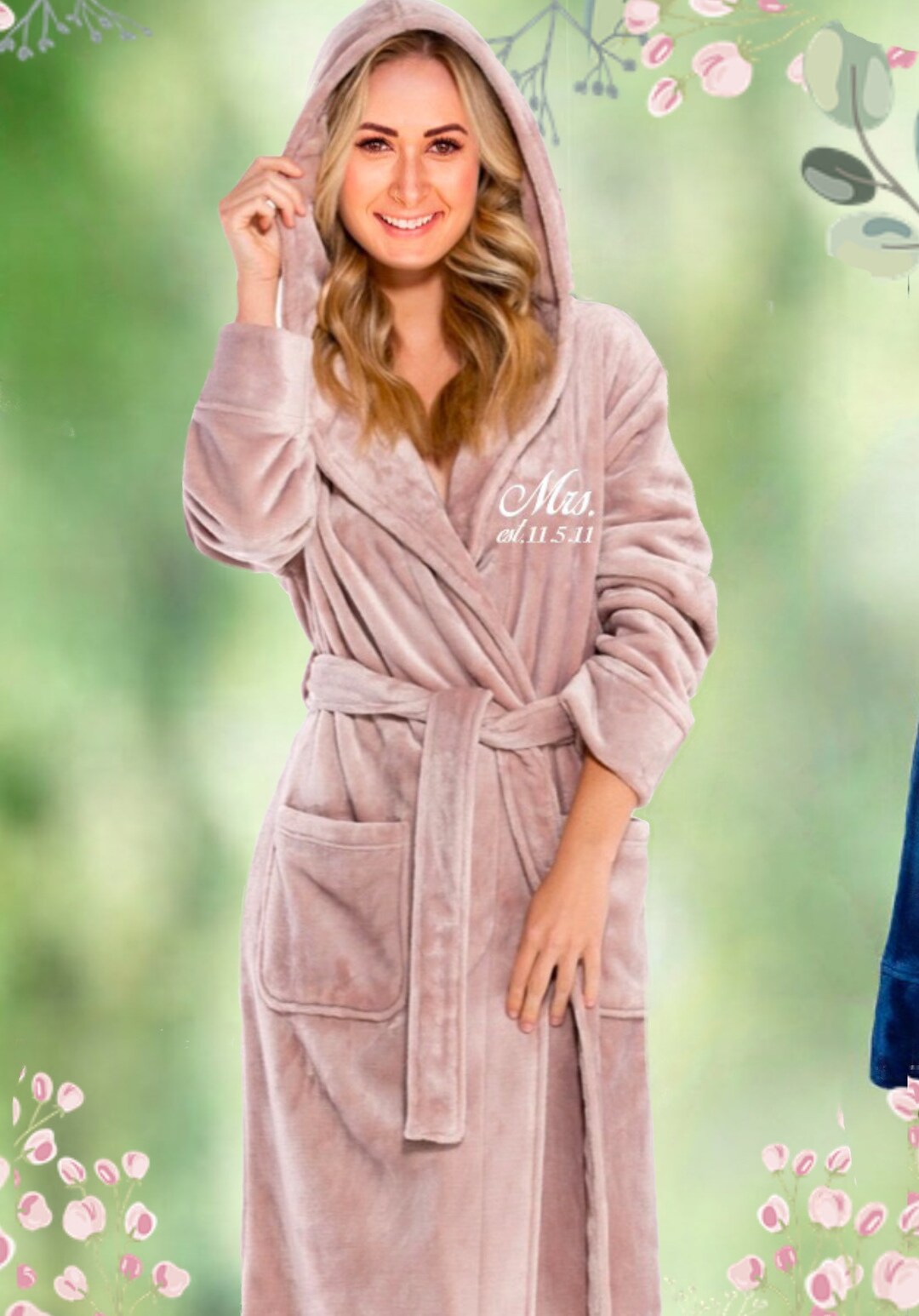 Custom Initials Robe Unisex Bathrobe Flannel Fluffy Fleece Dressing ...