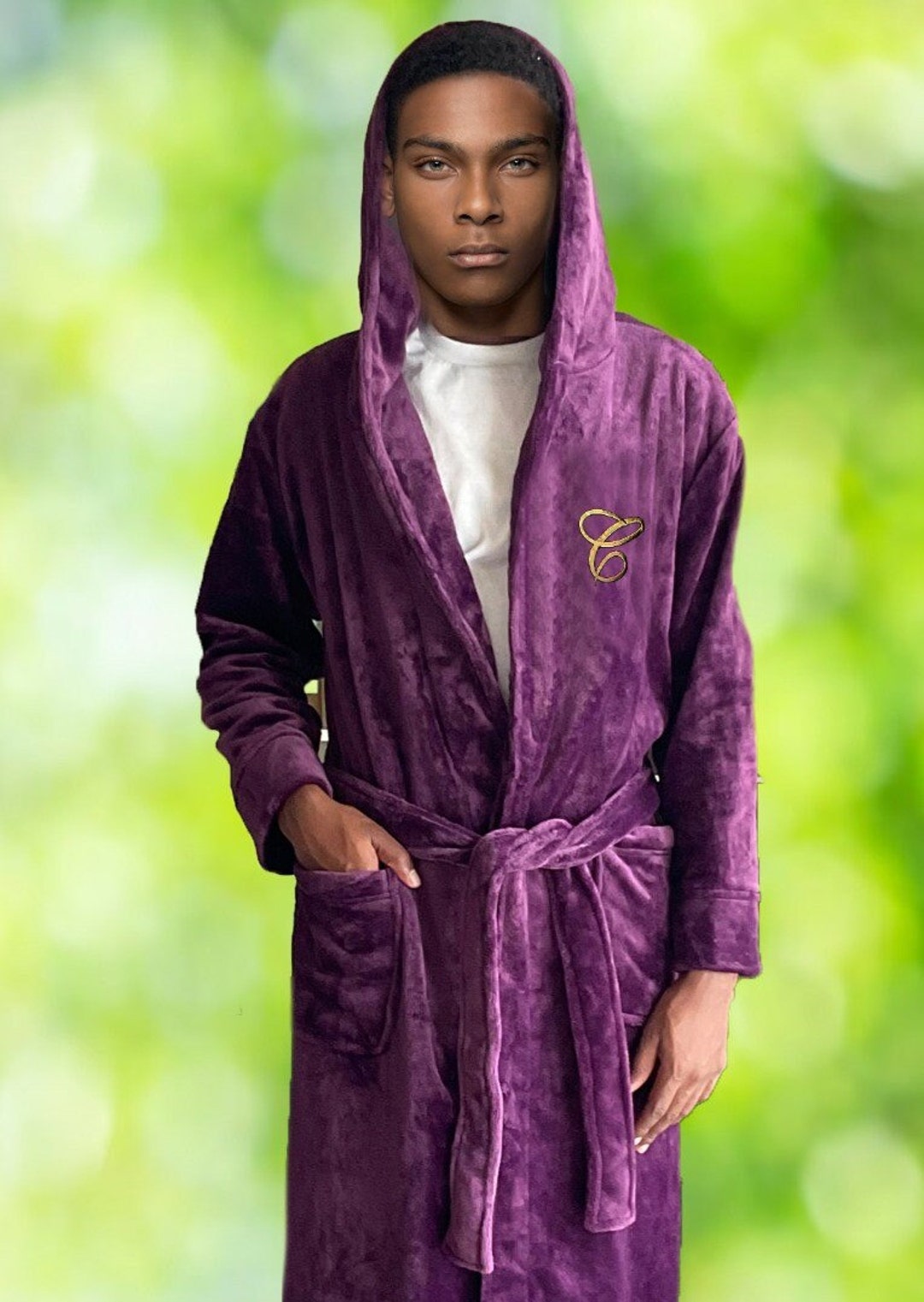 Personalized Robe for Men Custom Embroidered Robe Purple - Etsy