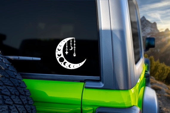 Moon Car Decal Moon Cycle Decal Sticker Crescent Moon Car | Etsy