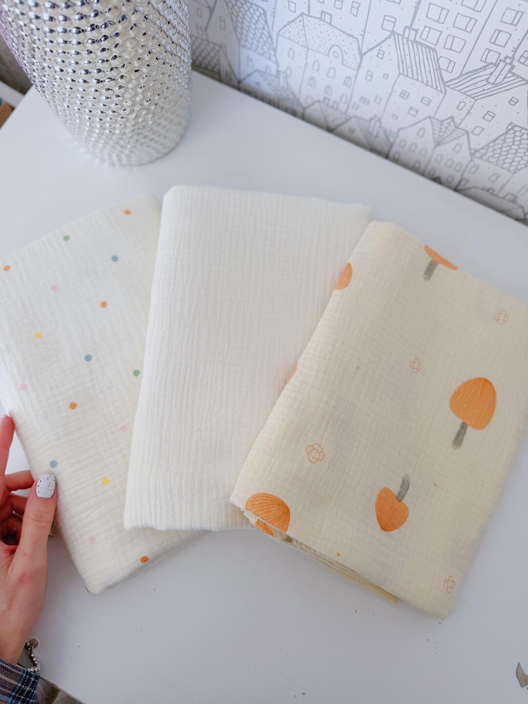 Organic Muslin Gift Set for Newborn, 3 Pack Soft Cotton Gauze Receivers ...