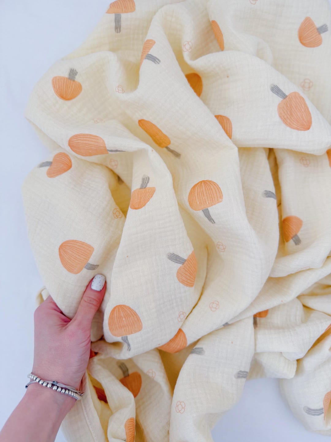 Earth Tone Mushroom Toddler Blanket, Woodland Nursery Muslin Throw ...