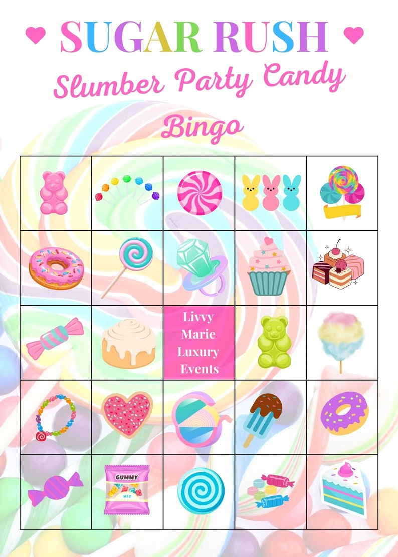 Sleepover Game Sheets Sugar Rush Theme - Etsy