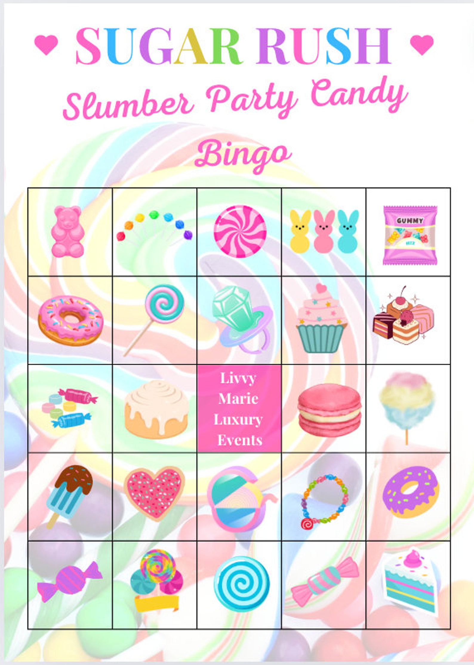 Sleepover Game Sheets Sugar Rush Theme - Etsy