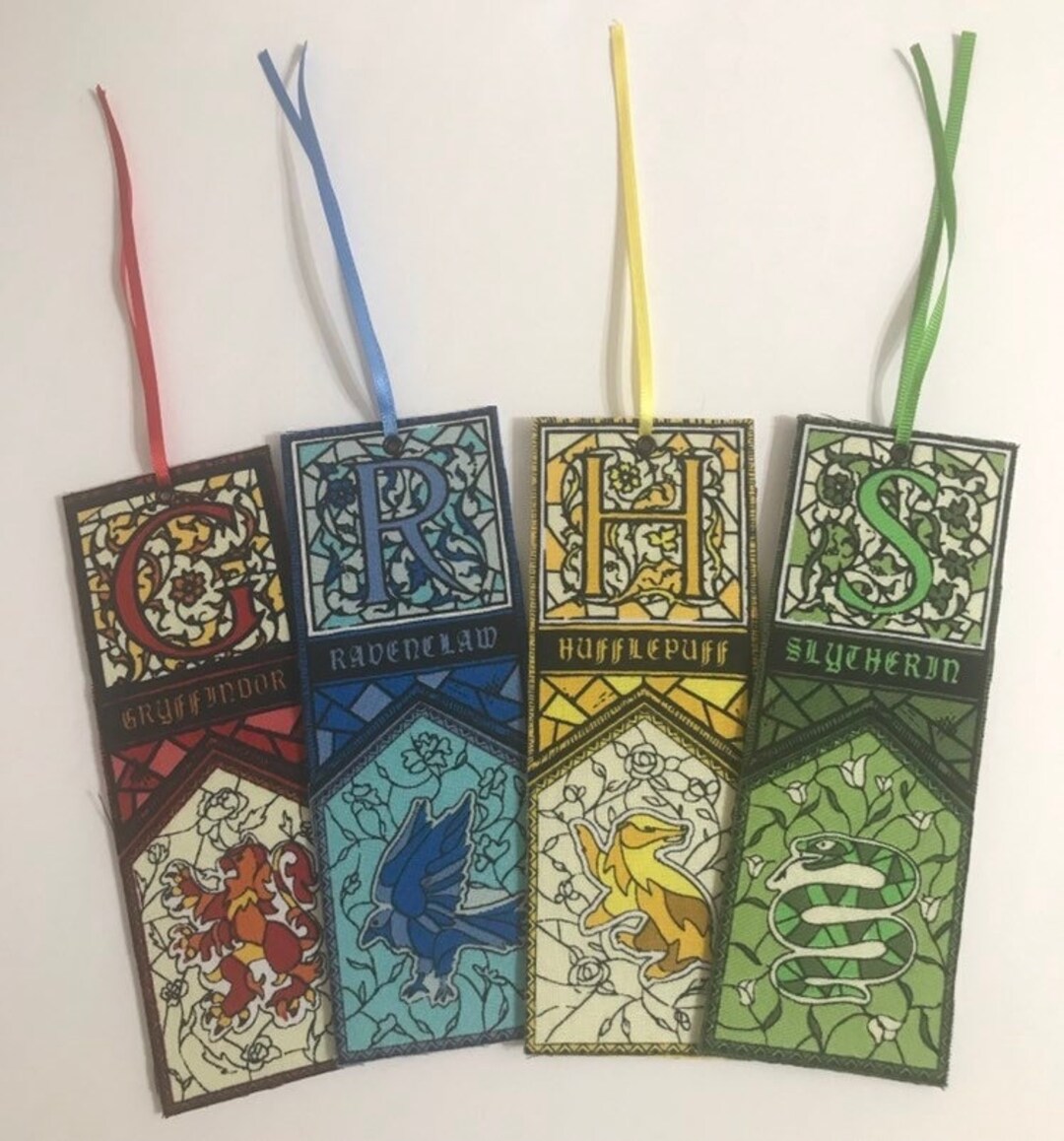 Stained Glass Reversible Fabric Bookmark With Color-coordinated Ribbon ...