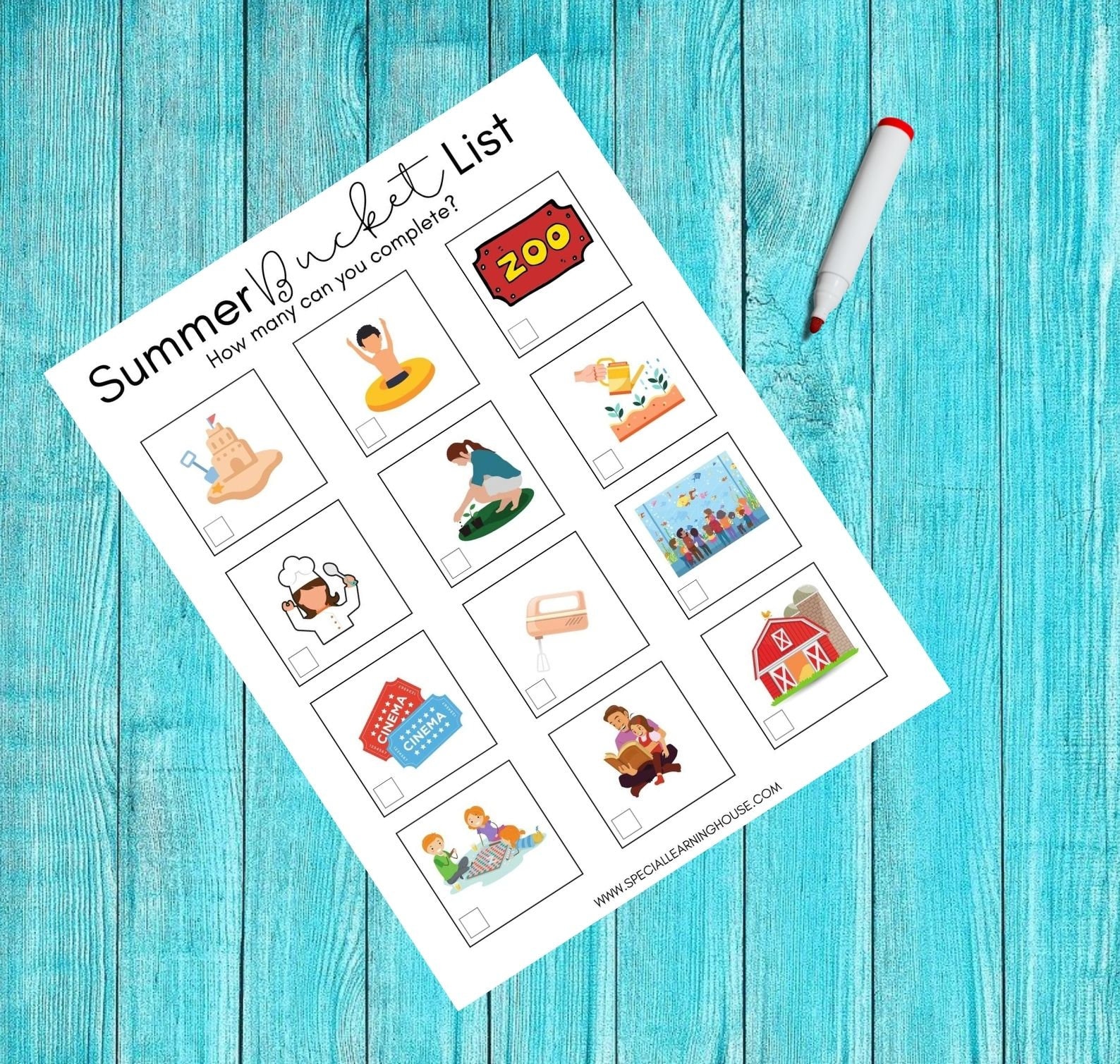 Printable Summer Bucket List for Kids, ABA Therapy, Autism ...
