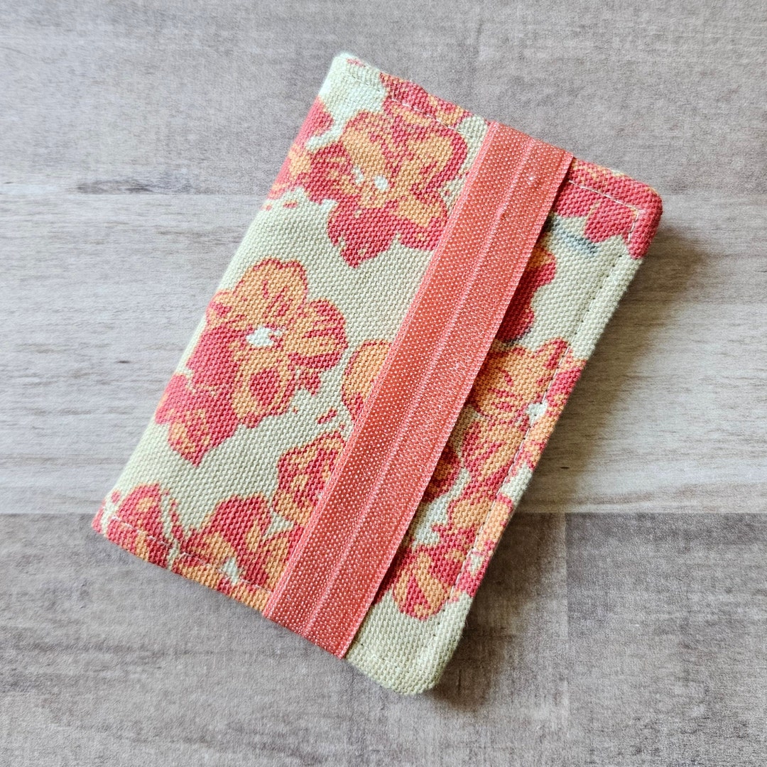 Handmade Pink Coral and Beige Floral Business Card Holder Contact Card ...