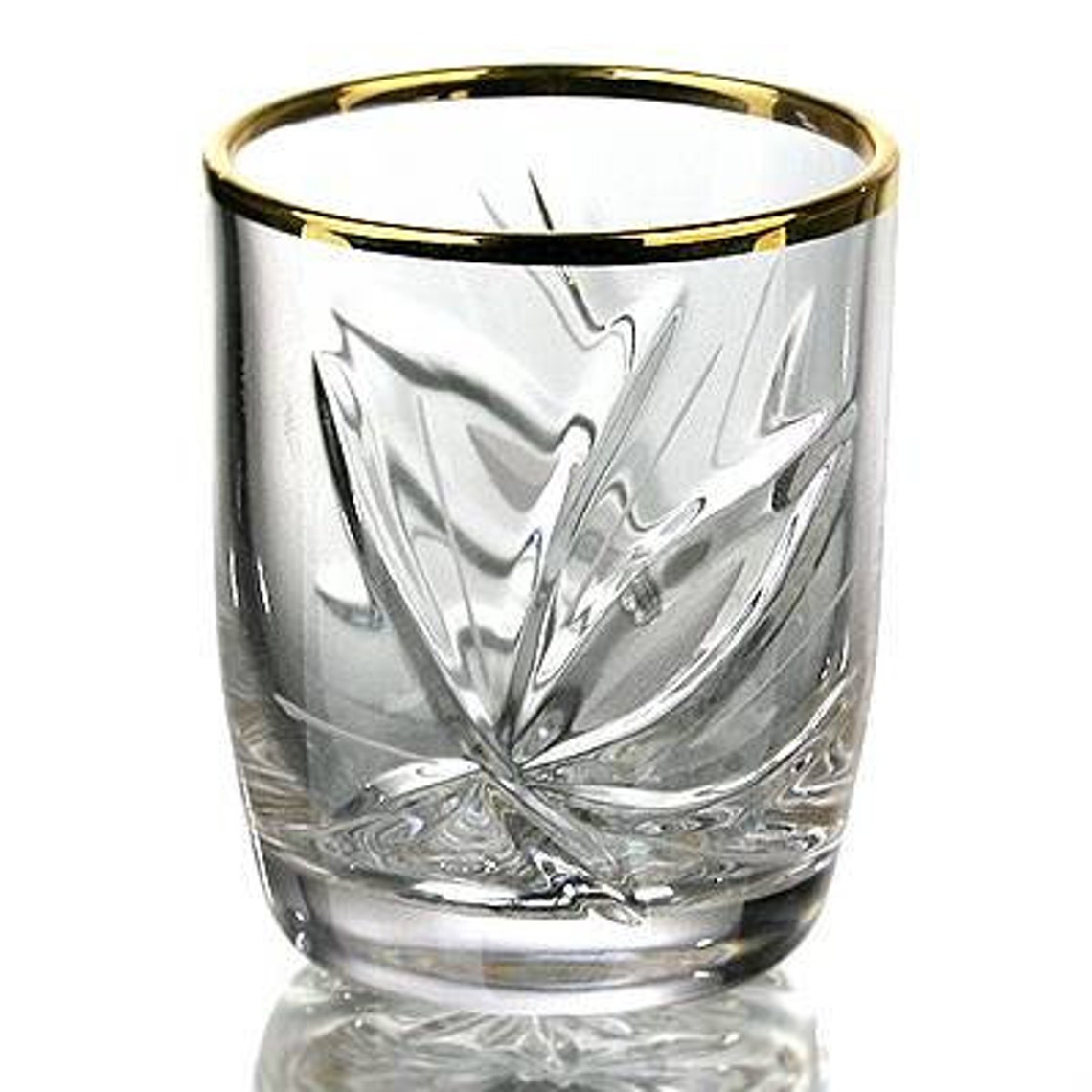 Cut Crystal Shot Glasses Gold Rimmed Hand Made Vodkacognac Etsy