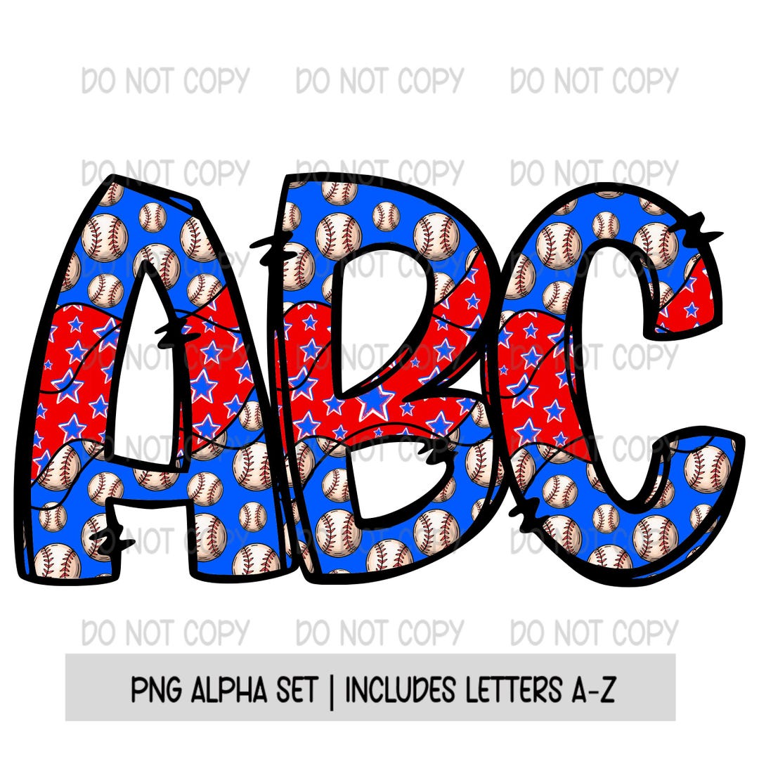 Baseball Doodle Alpha, Doodle Letters, Baseball and Star Doodle Alpha ...