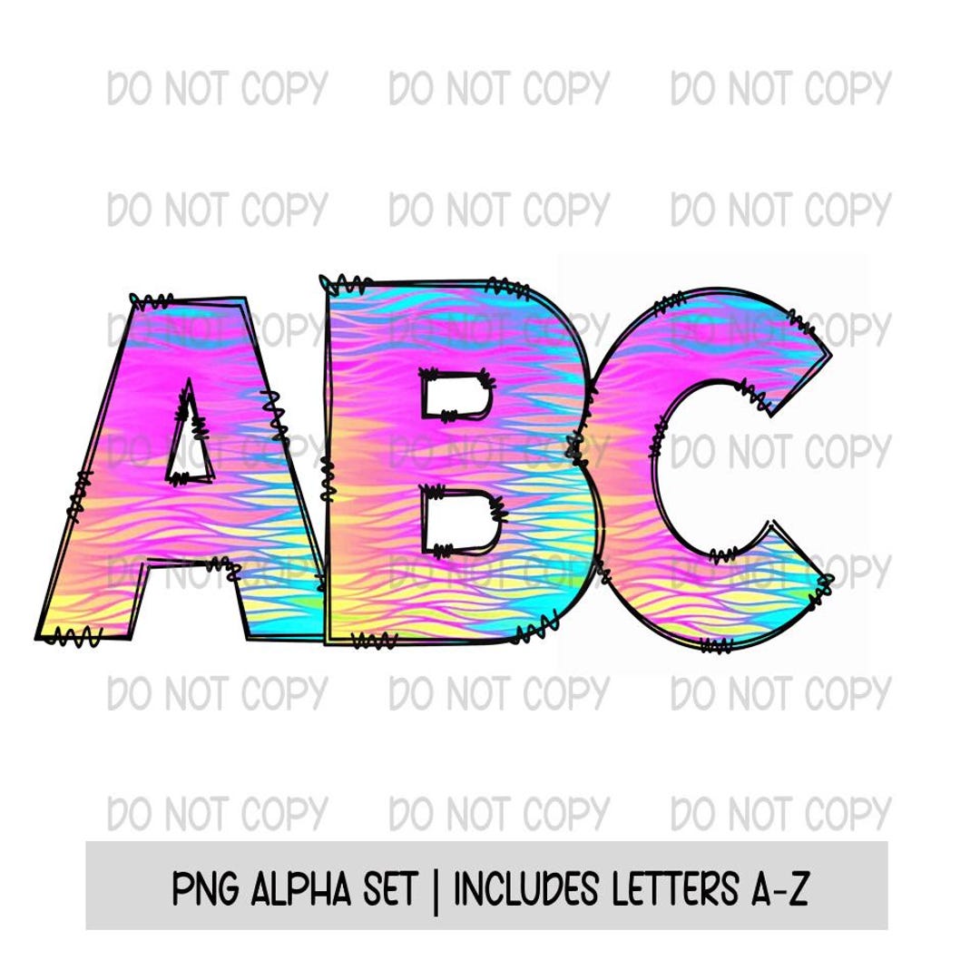 Colorful Doodle Alpha, Doodle Letters, Bright Colorful Doodle Font ...