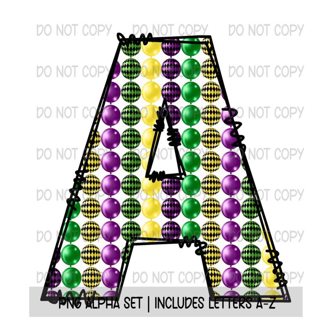 Mardi Gras Beads Alpha, Doodle Letters, Mardi Gras Doodle Alpha ...