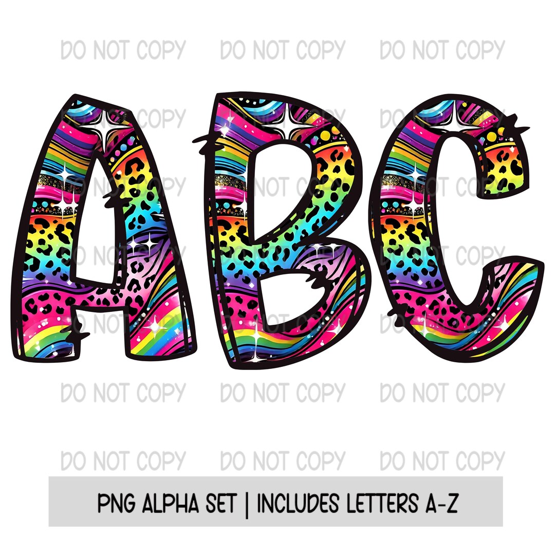 Colorful Doodle Alpha, Doodle Letters, Bright Colored Doodle Font ...