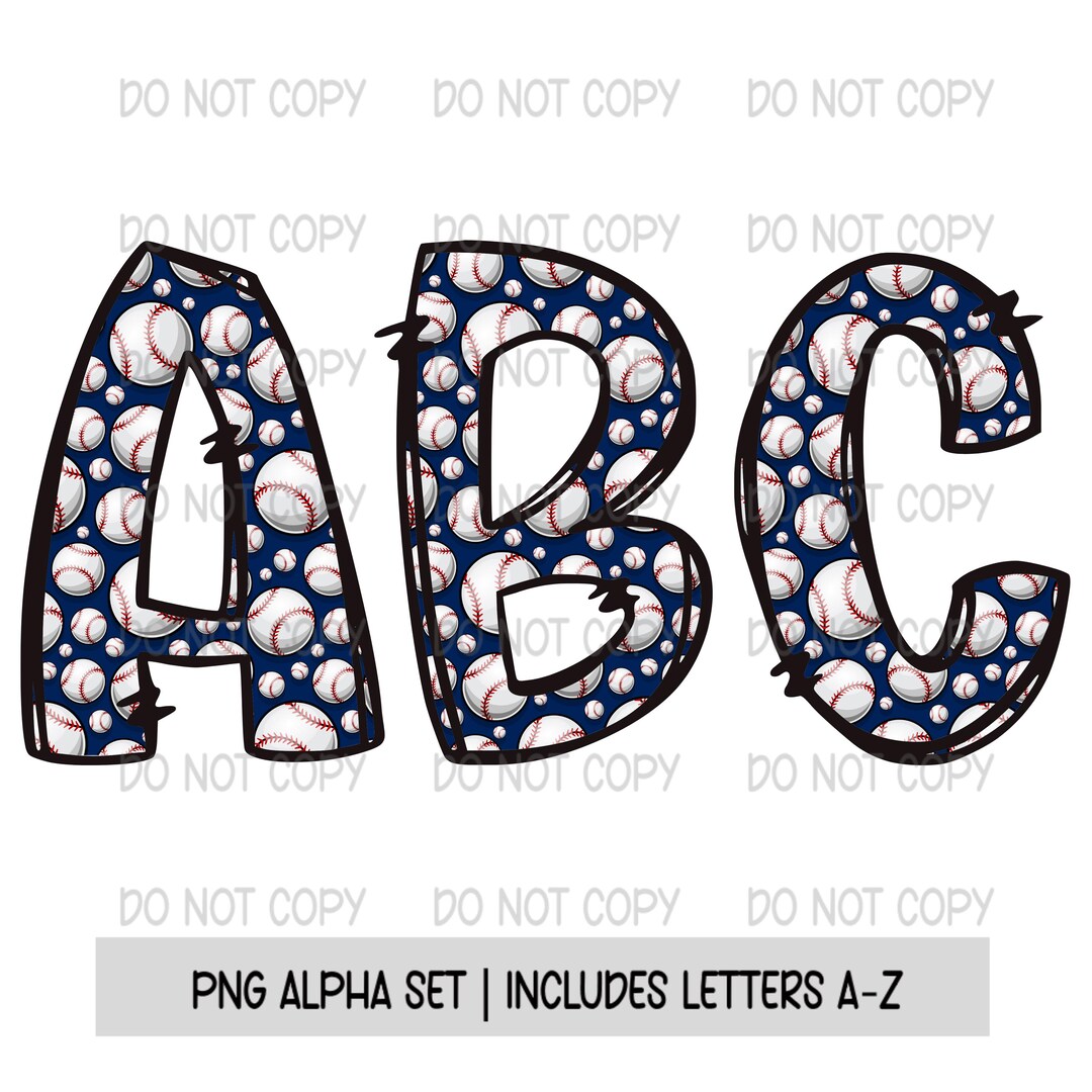 Baseball Doodle Alpha, Doodle Letters, Sports Doodle Alpha, Sublimation ...
