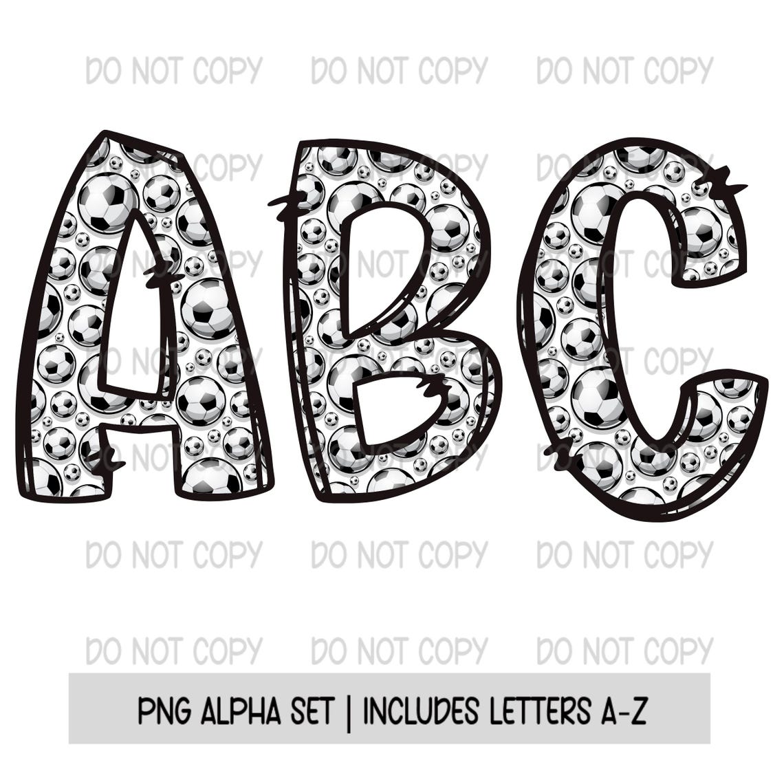 Soccer Doodle Alpha, Doodle Letters, Sports Doodle Alpha, Sublimation ...