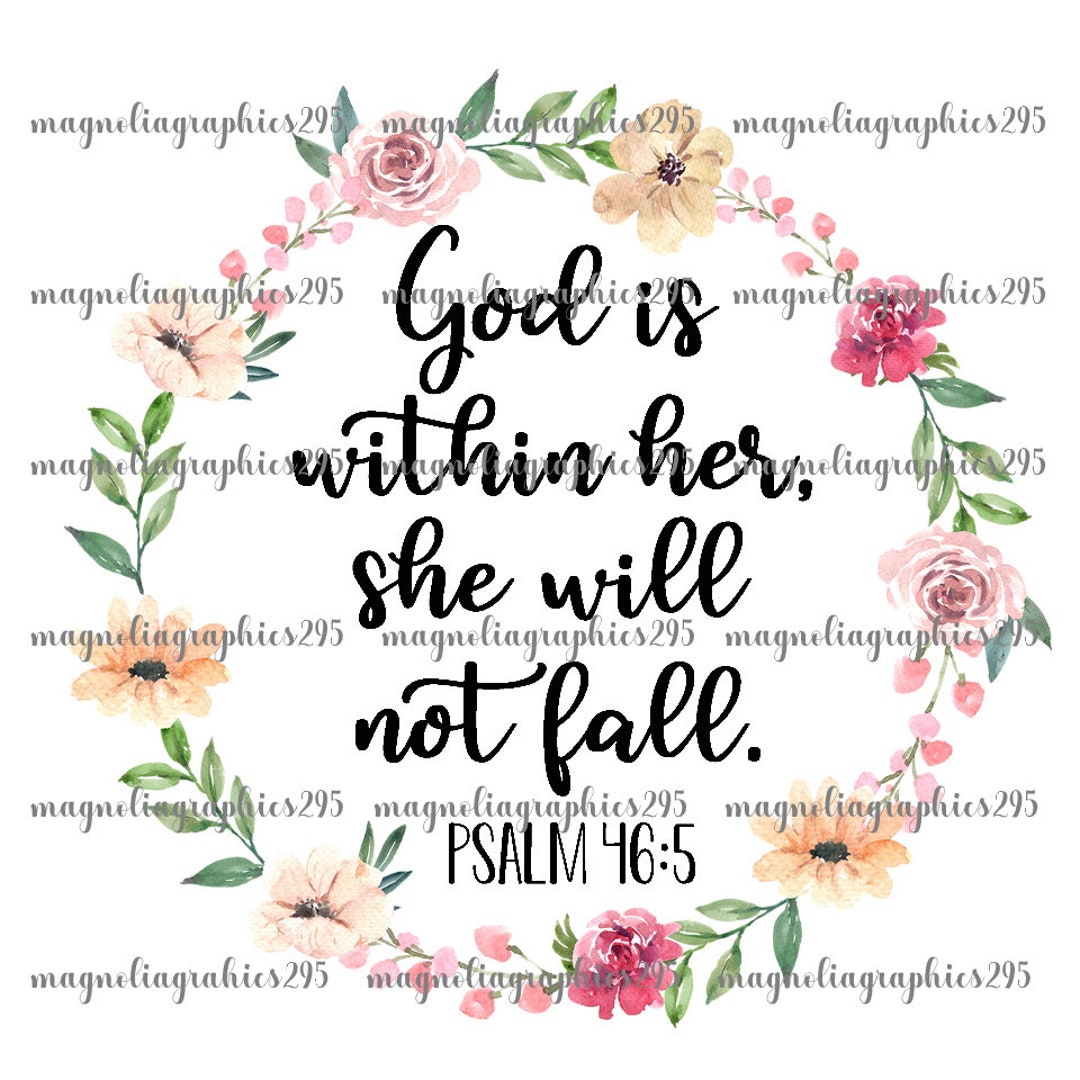 God is Within Her, She Will Not Fall Sublimation Design, Christian ...