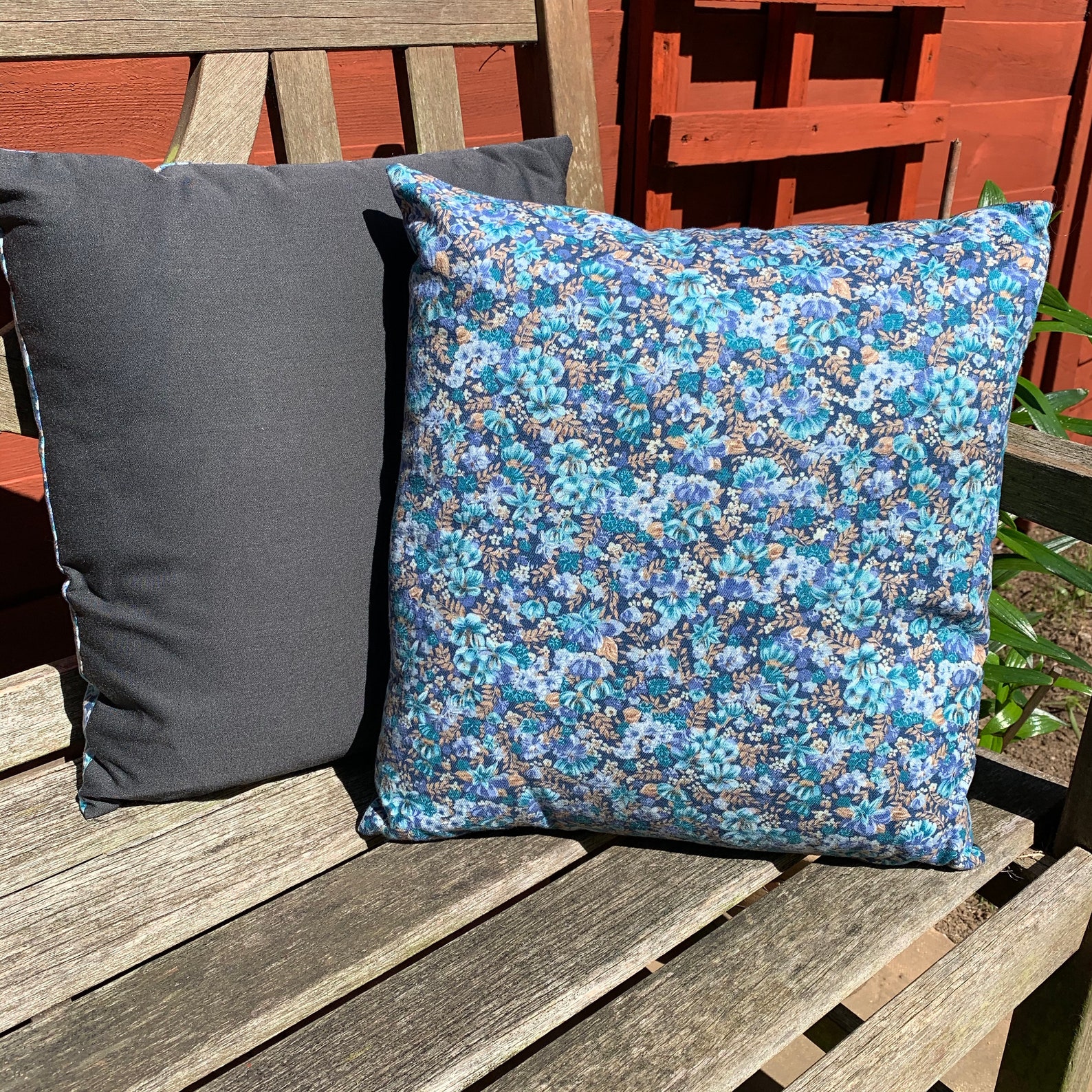 Blue Floral Patterned Cushion 40x40cm blue/grey - Etsy