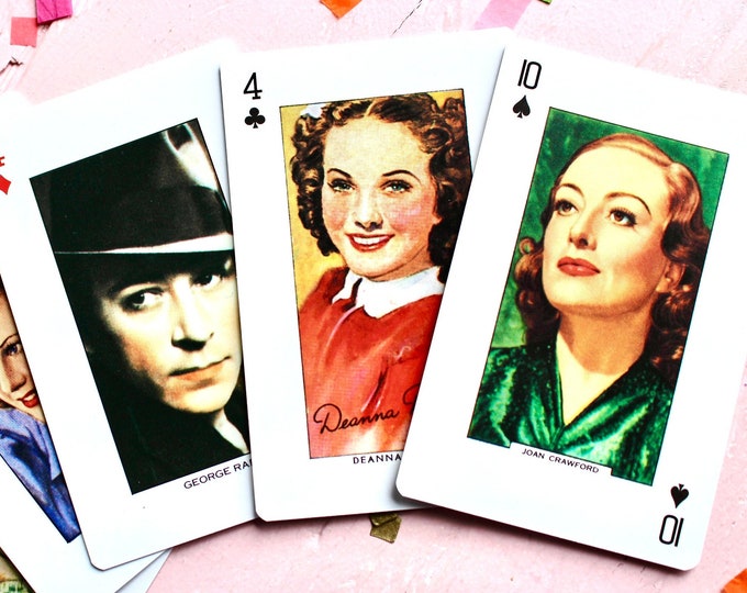 Old Fashioned Movie Stars Playing Cards, Set of 5, Old Hollywood Screen ...