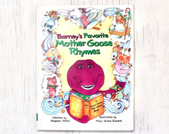 Barney Favorite Mother Goose Rhymes Kids Book, Vintage Barney Bed Time ...