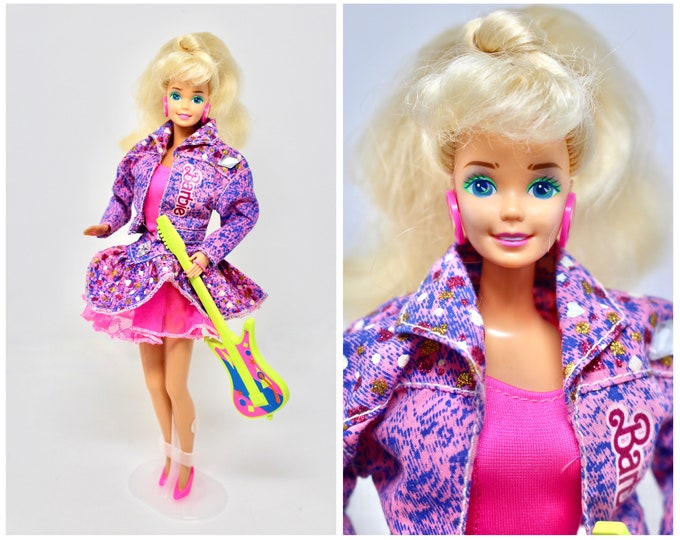 1989 Barbie and the Beat Barbie Doll, Vintage 80s Blonde Pink Rocker ...